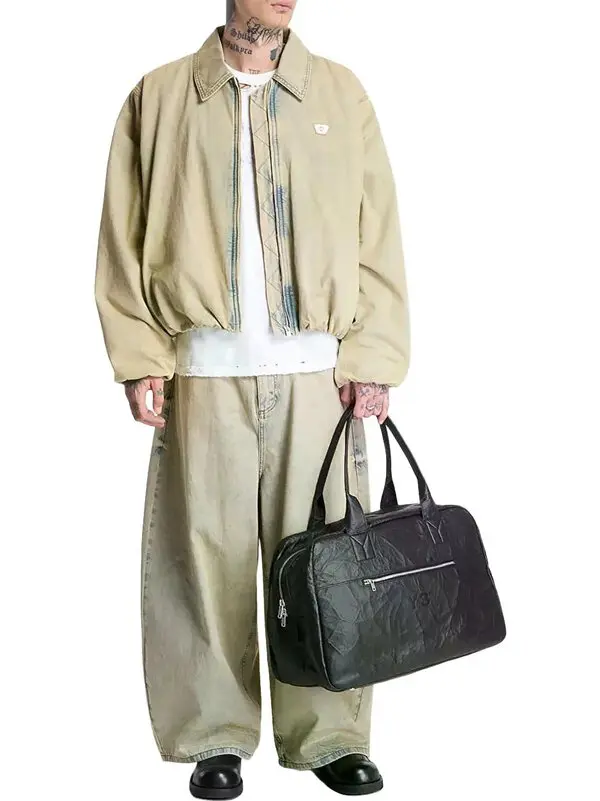 MISBHV Sand-washed Bomber Denim Jacket - Neutrals