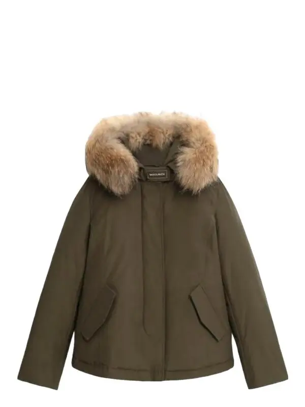 Woolrich Hooded Cotton Suit With Fur Trim - Brown