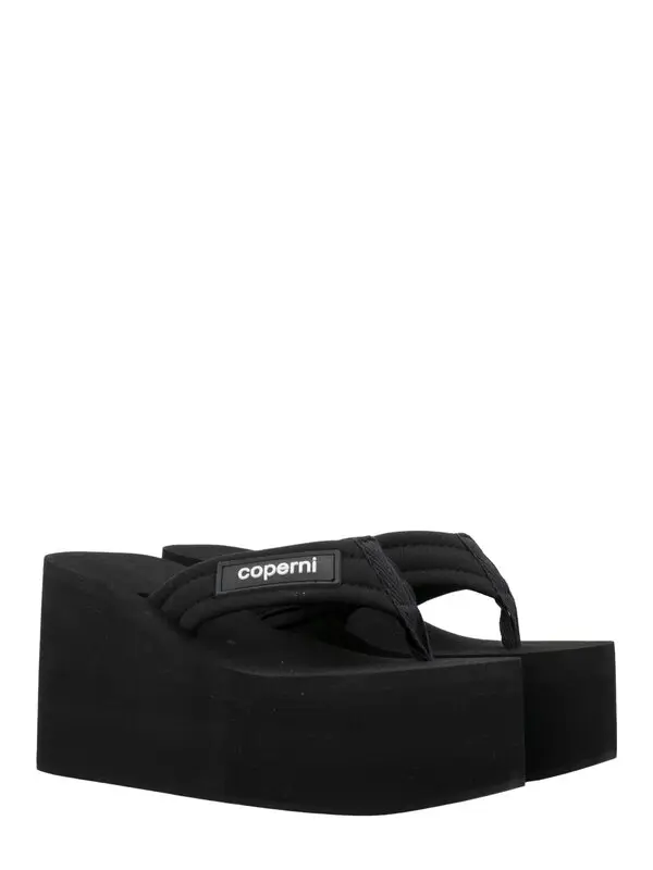 Coperni Logo Patch Wedge Platform Sandals - Black