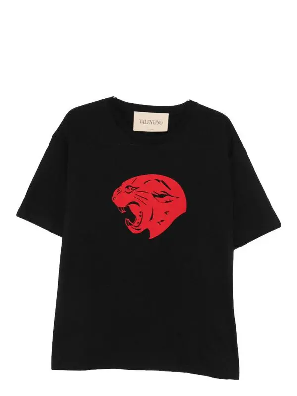 Valentino Garavani Panther-print Cotton T-shirt - Black