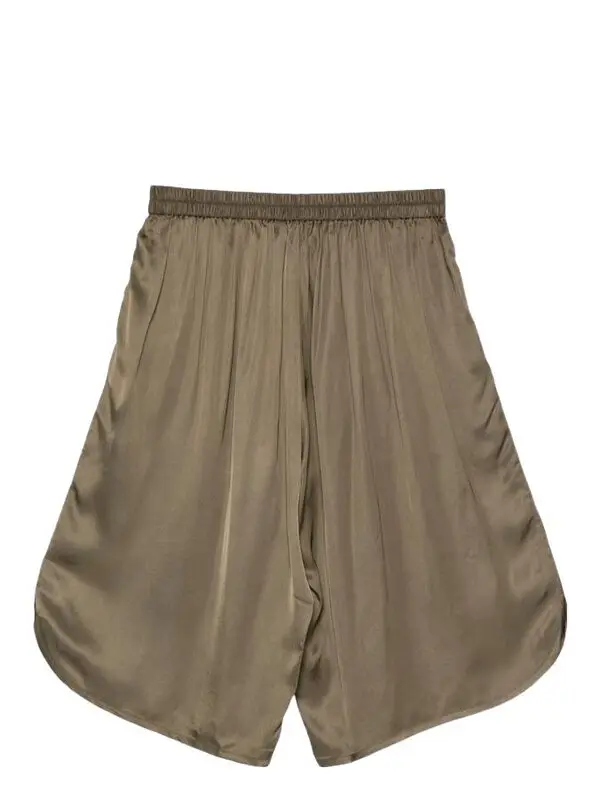 THE FRANKIE SHOP Elastic Waist Shorts With Curved Hem - Brown