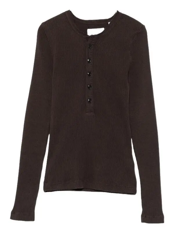 Citizens Of Humanity Drea Waffle-knit Henley Top - Black