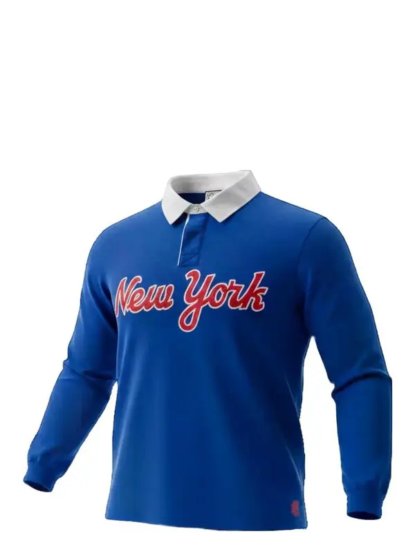 ERIC EMANUEL Rugby New York Embroidered Long-sleeve Polo Shirt - Blue