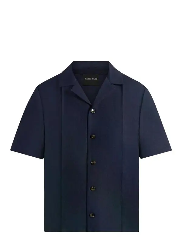 Manière De Voir Felix In Navy Tailored Shirt With Creas - Blue