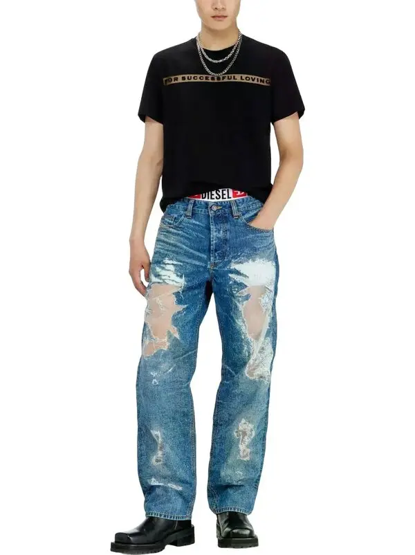 DIESEL® Logo-print Sheer-panel T-shirt - Black