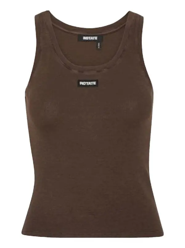 ROTATE BY BIRGER CHRISTENSEN Logo Ribbed Tank Top - Brown