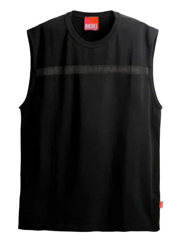 DIESEL® Sleeveless Slogan Print T-shirt - Black