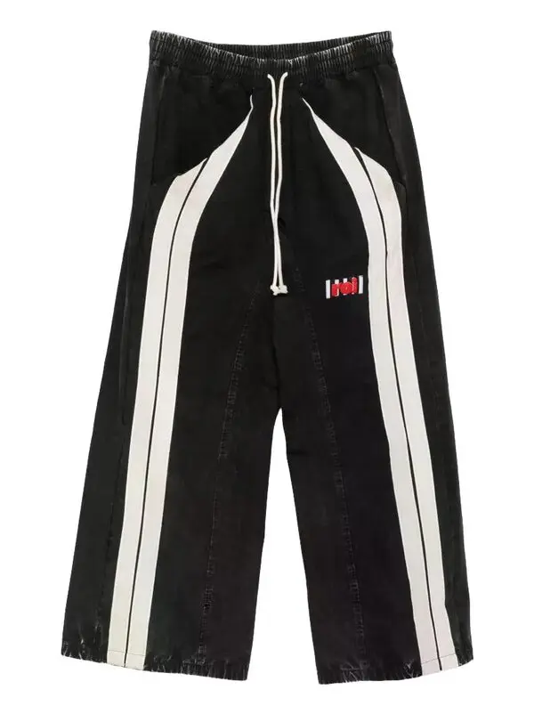 RIVINGTON ROI REBIS Logo-patch Side-stripe Cotton Track Pants - Black