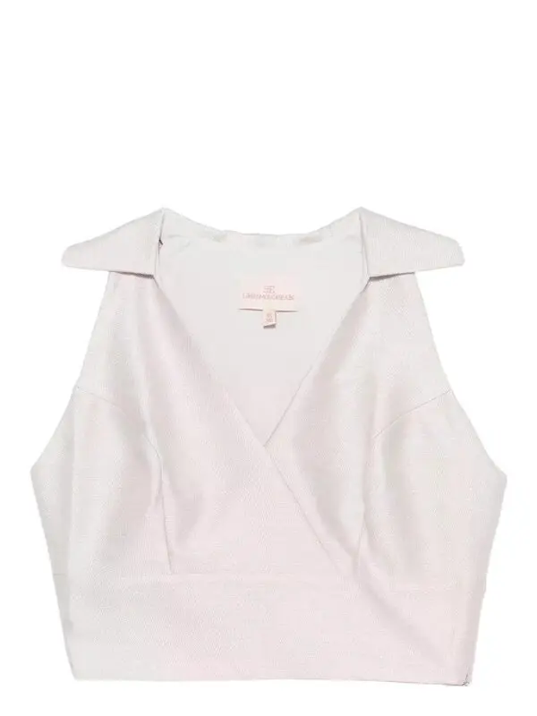 LEEN MOUGRHABI Evelyn V-neck Crop Top - Grey
