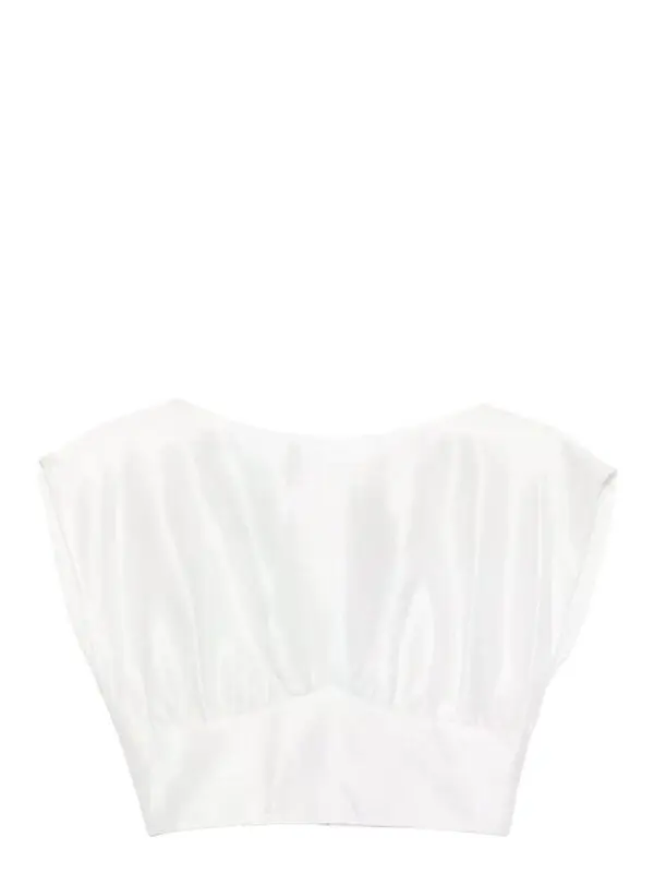 LEEN MOUGRHABI Isla Boat-neck Crop Top - White