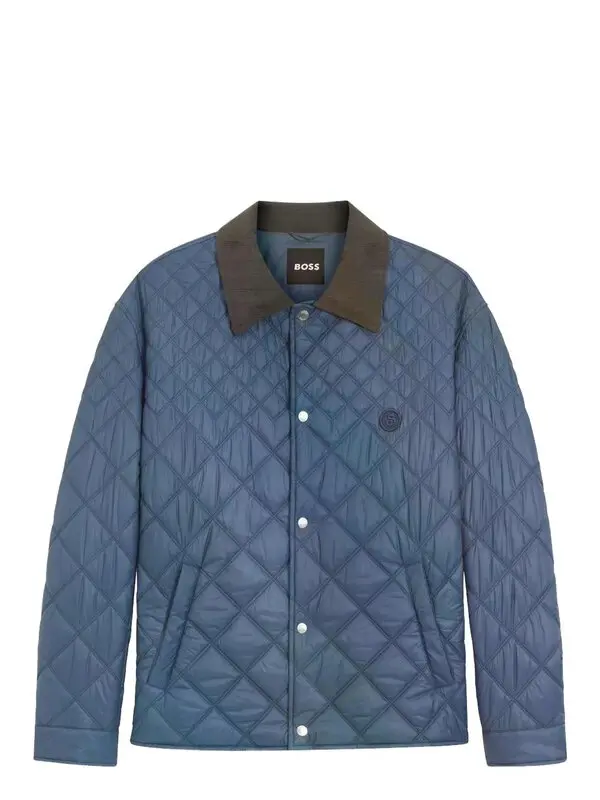 BOSS Quilted Collared Jacket - Blue
