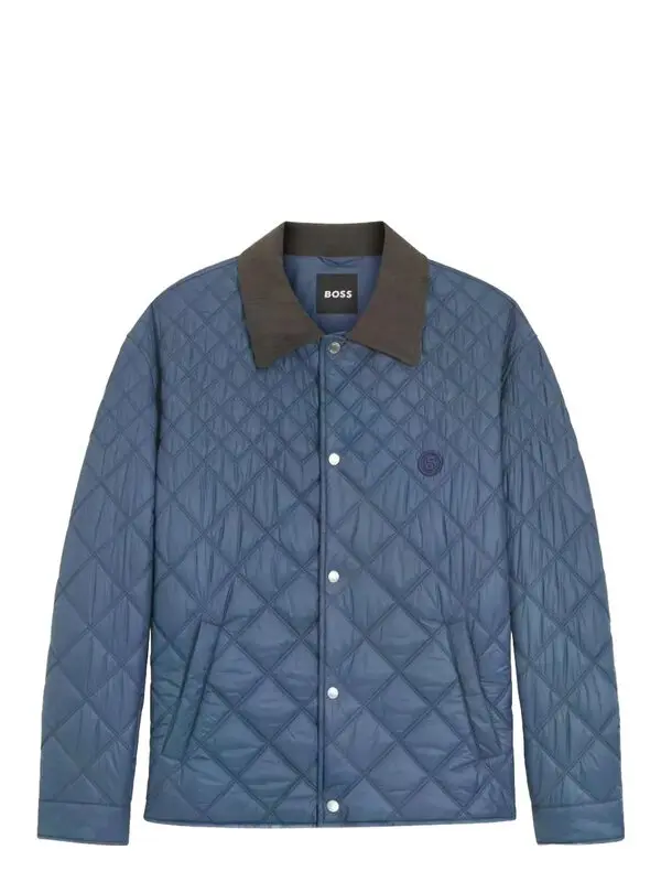 BOSS Quilted Collared Jacket - Blue