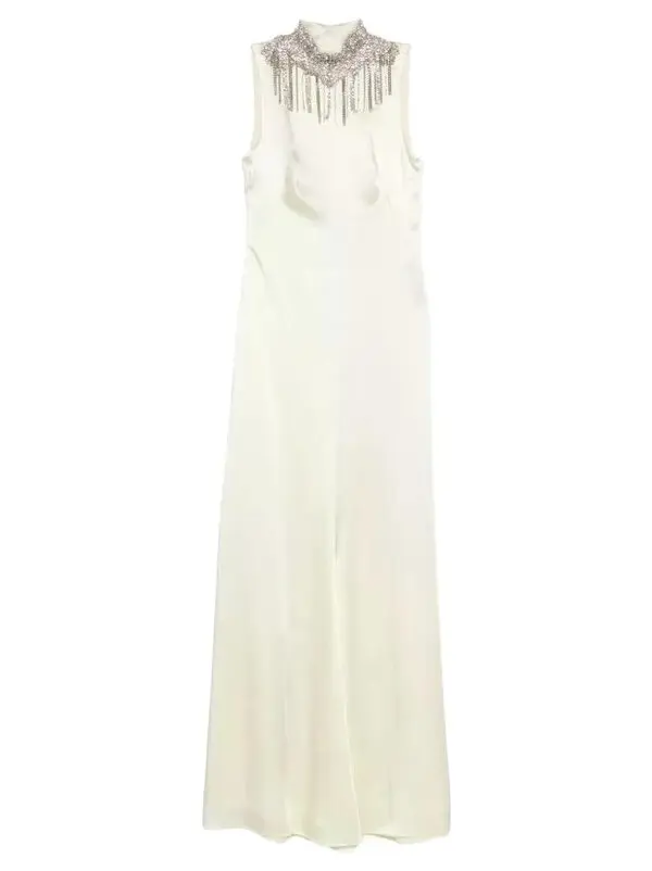 Alexander McQueen Embellished Mock Neck Maxi Dress - Neutrals