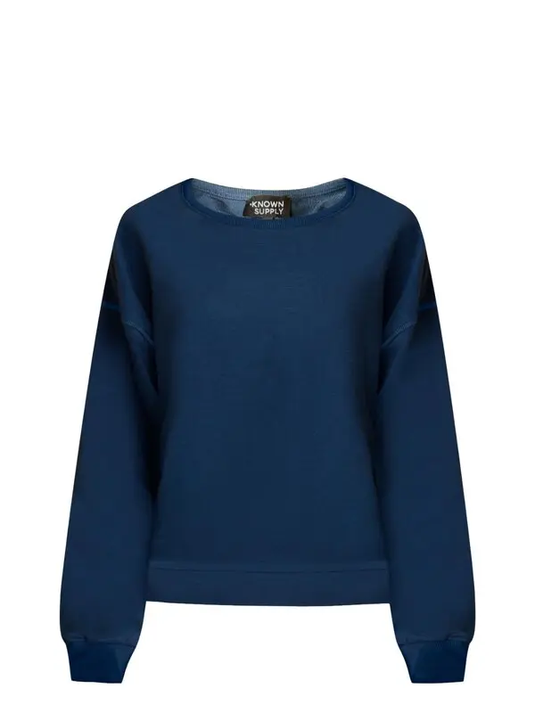 KNOWN SUPPLY Boxy Cotton Crewneck Pullover - Blue