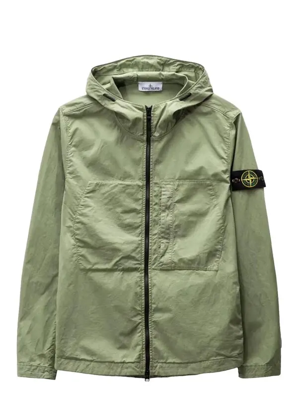 Stone Island Supima Cotton Twill Stretch Hooded Jacket - Green