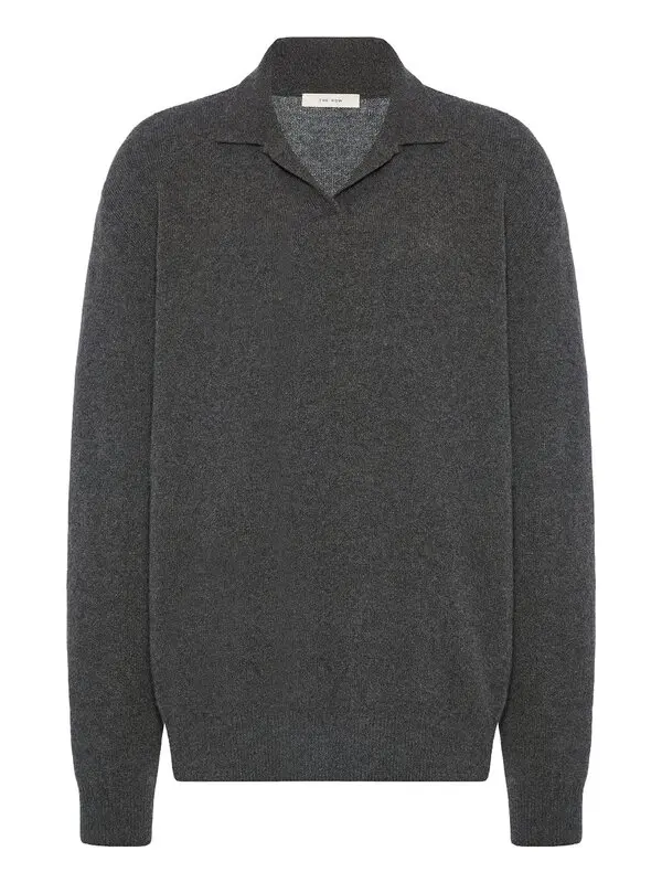 THE ROW Oashi Cashmere Polo Sweater - Grey