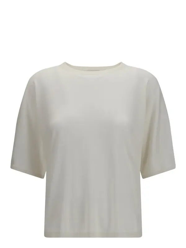 Brunello Cucinelli Cashmere And Silk Short Sleeve Sweater - White
