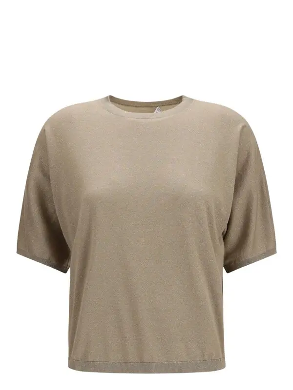 Brunello Cucinelli Short Sleeve Cashmere And Silk Sweater - Beige
