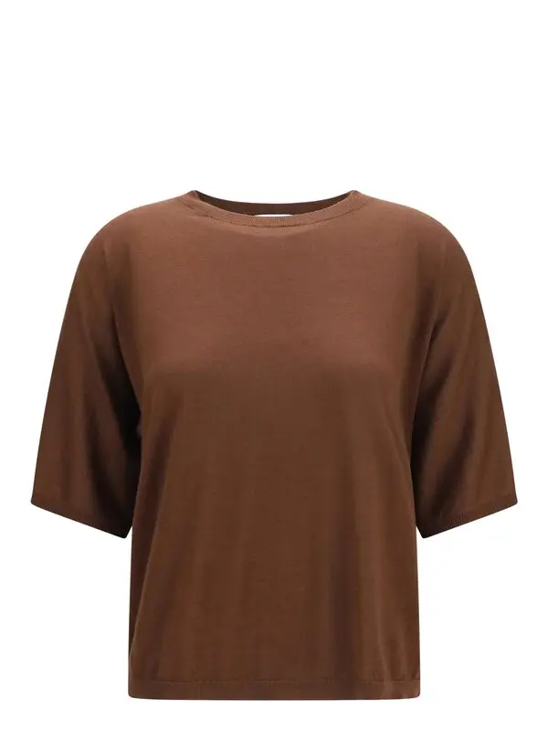 Brunello Cucinelli Short-sleeve Cashmere And Silk Sweater - Brown