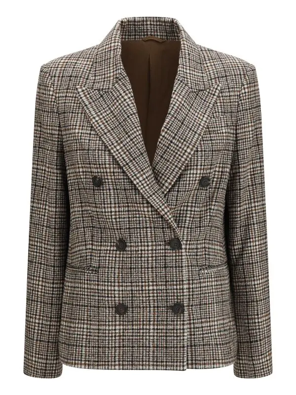 Brunello Cucinelli Double-breasted Alpaca And Wool Blend Jacket - Multicolour