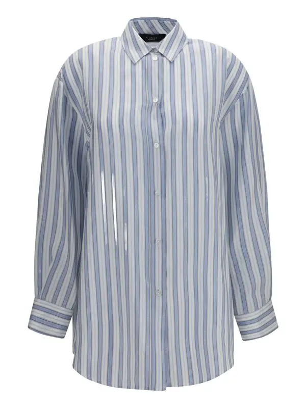 Gucci Baiadera Silk Jacquard Shirt - Light Blue