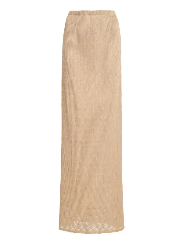 THE ROW Bandi Plissé Lace Maxi Skirt - Neutral