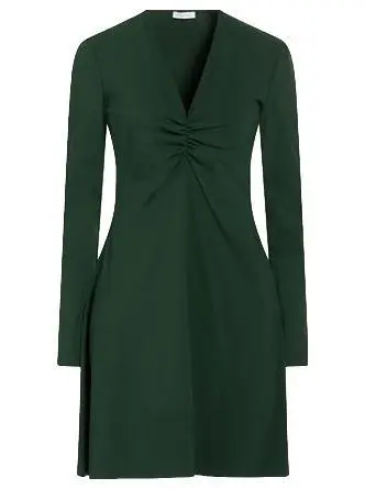 Patrizia Pepe Long Sleeve V-neck Mini Dress With Ruching - Green