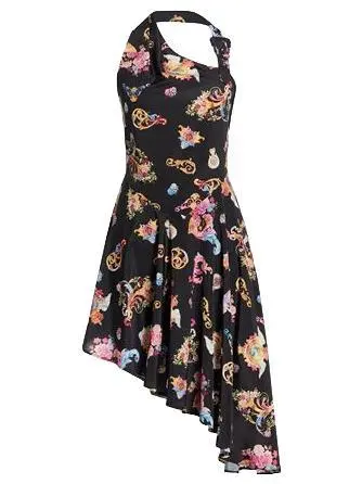 Versace Printed Polyester Midi Dress - Black