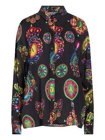 Versace Viscose Twill Multicolor Printed Shirt - Black