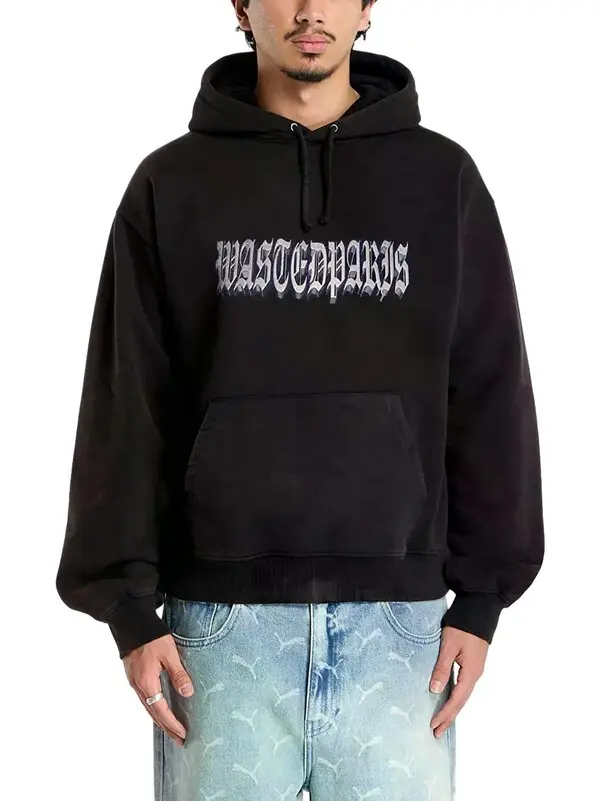 WASTED Paris M Run Graphic-print Logo Hoodie - Black