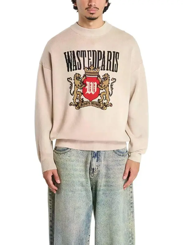 WASTED Crest Crew-neck Sweater - Neutrals