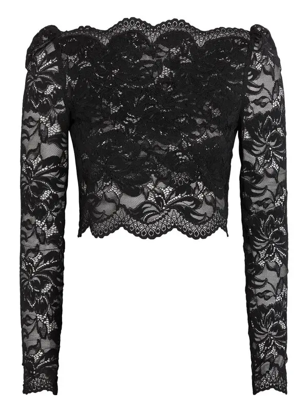 Rabanne Off-the-shoulder Lace Crop Top - Black