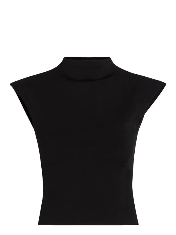 A.W.A.K.E. Mode Close-knit Top With Mock Neck And Dolman Cap Sleeves - Black