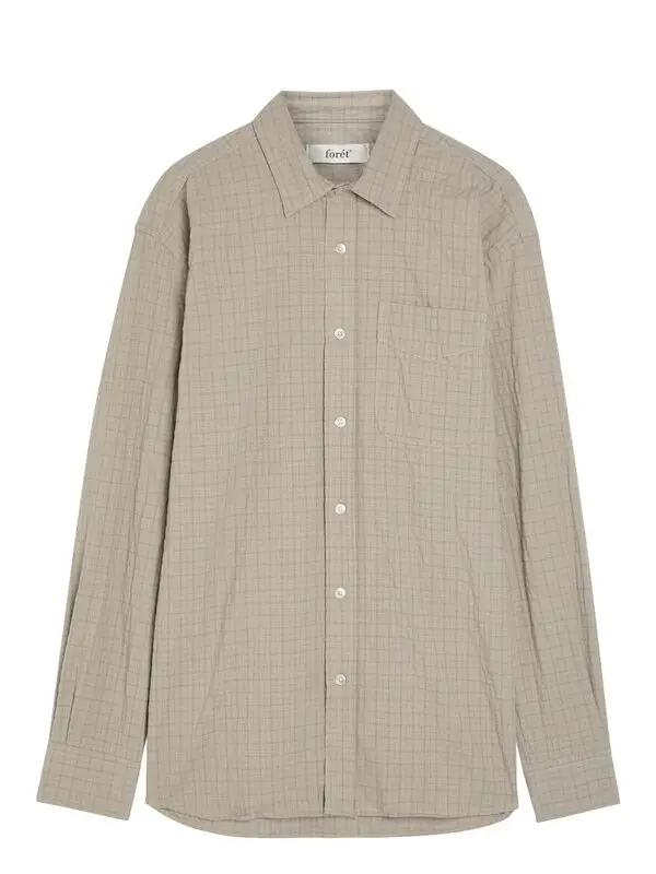 FORET Checked Cotton Shirt - Khaki