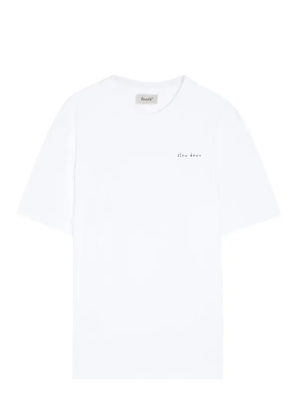 FORET Embroidered Cotton T-shirt - White