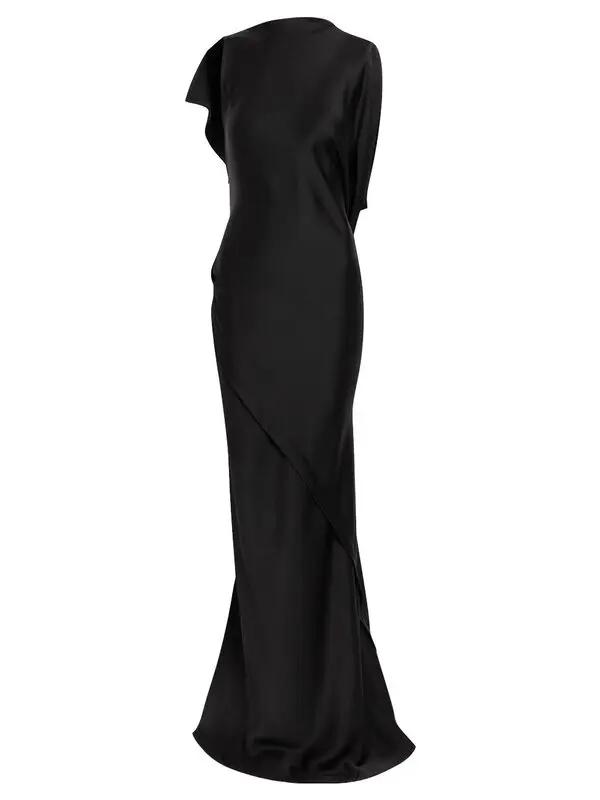 Victoria Beckham Kira Draped Satin-crepe Gown - Black
