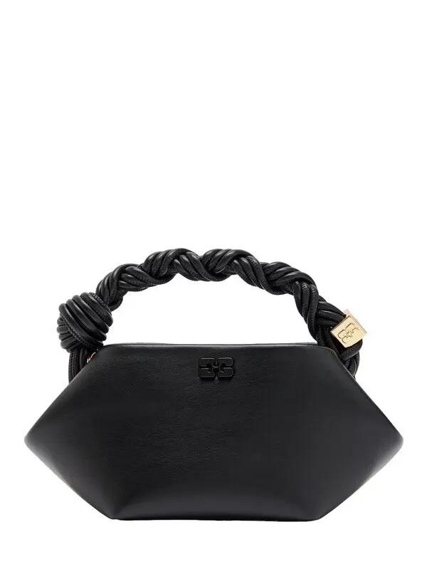 GANNI Bou Mini Leather Top Handle Bag - Black