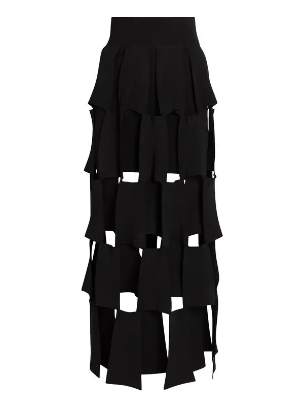 A.W.A.K.E. Mode Panelled Trapeze Knit Midi Skirt - Black