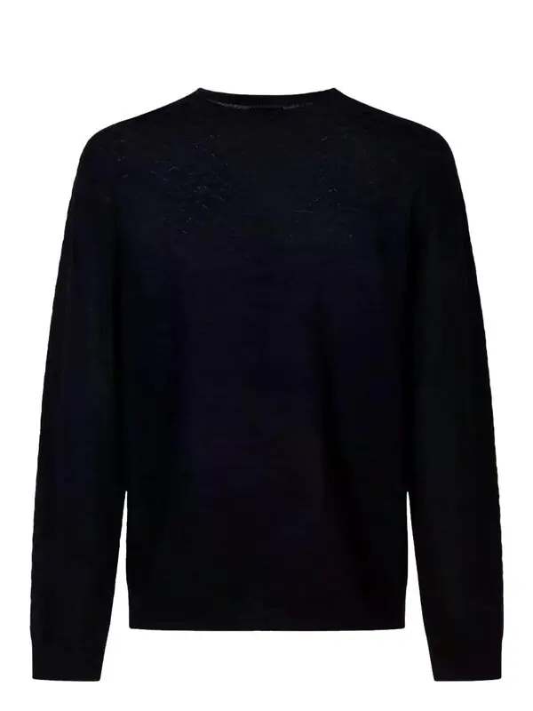Giorgio Armani Diamond-knit Crew Neck Sweater - Blue