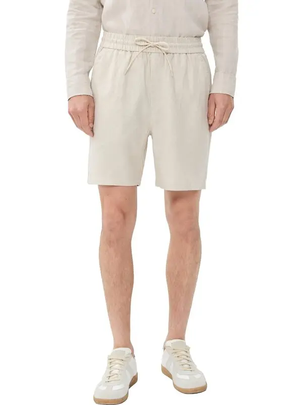 LES DEUX Drawstring Linen Blend Shorts - Light Sand