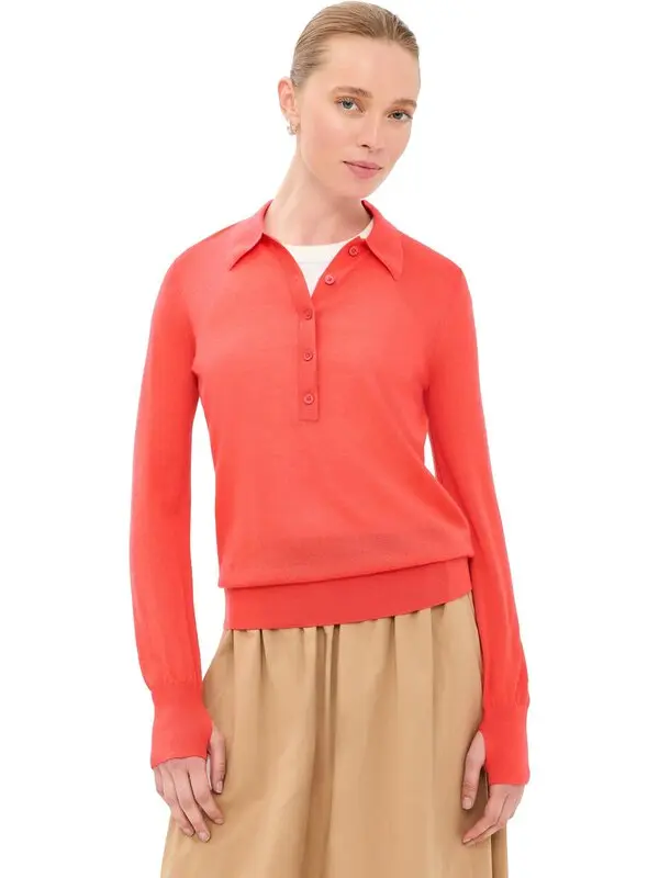 TWP Cashmere Polo Sweater - Bitter Red