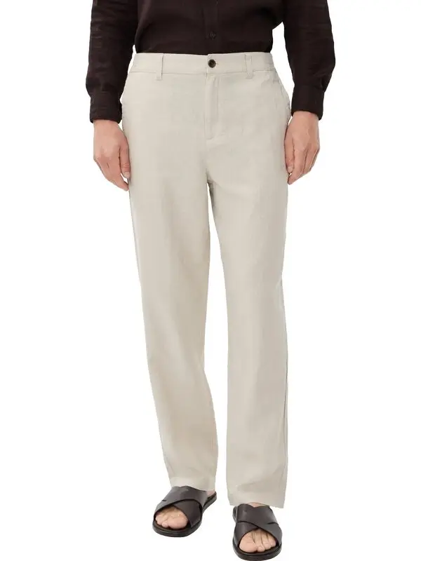 LES DEUX Linen Comfort Suit Pants - Light Sand
