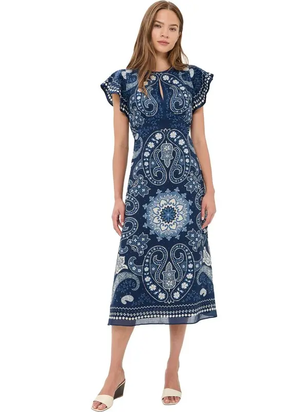 Sea Emelina Print Midi Dress - Navy