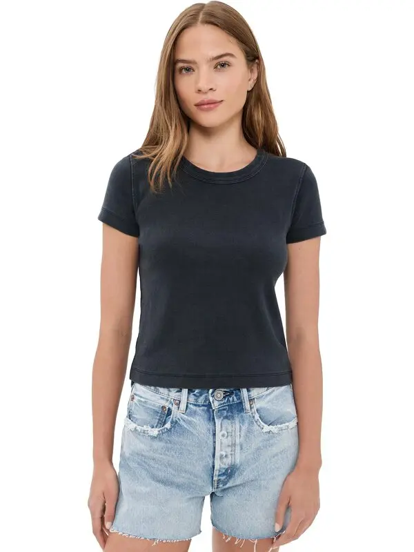 Free People Atlas Ribbed Crewneck T-shirt - Black