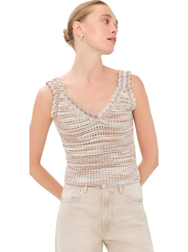 Veronica Beard Selwyn Knit Tank - Beige Multi