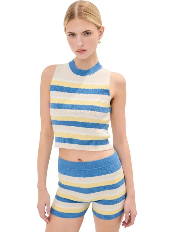 Simkhai Tatyana Striped Boucle Knit Tank - Pacific Multi