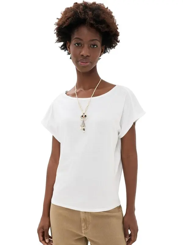 Free People Peggy Tee Off-shoulder Jersey Top - Clean Ivory