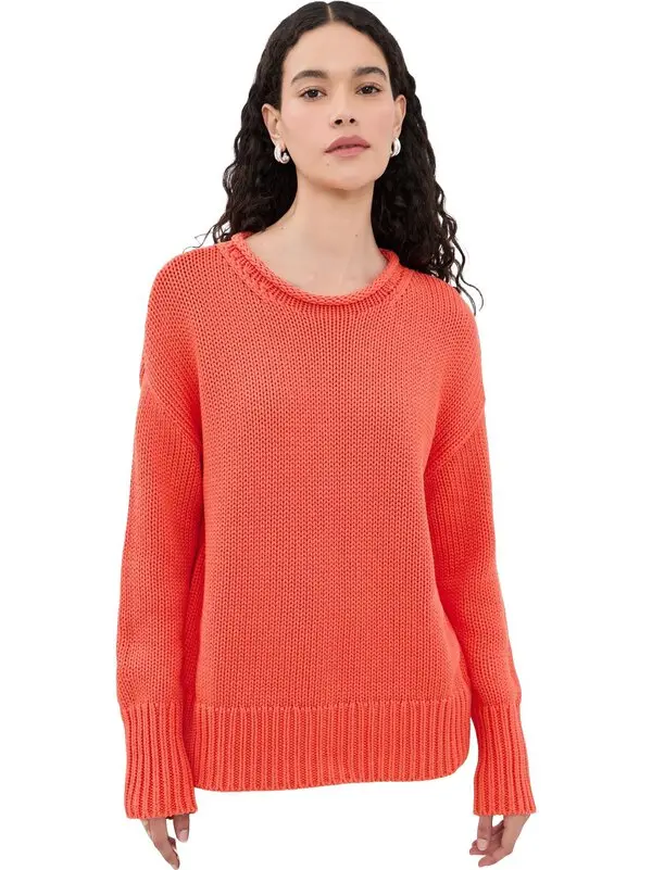 LA LIGNE Solid Marina Cotton Sweater - Coral