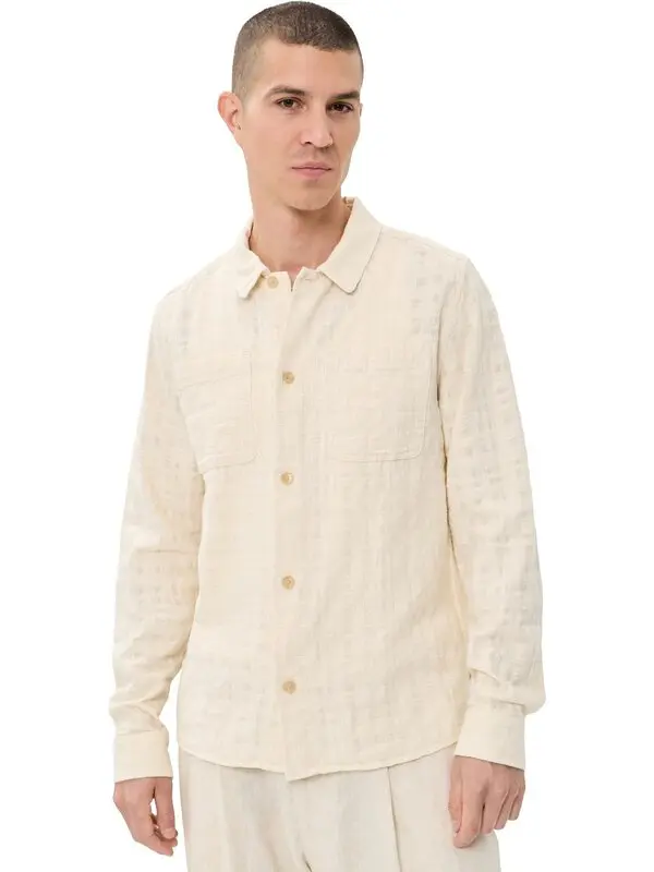 LES DEUX Textured Slub Overshirt - Ivory