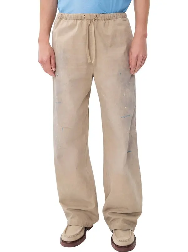 Acne Studios Plott Peached Twill Pants With Paint Splatter - Light Beige